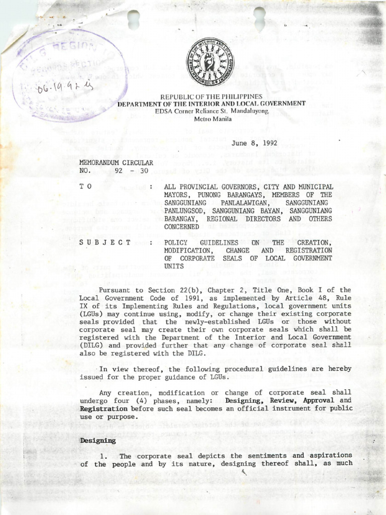 MC 1992 - 30 Policy Guidelines On The Creation, Modification, Change ...