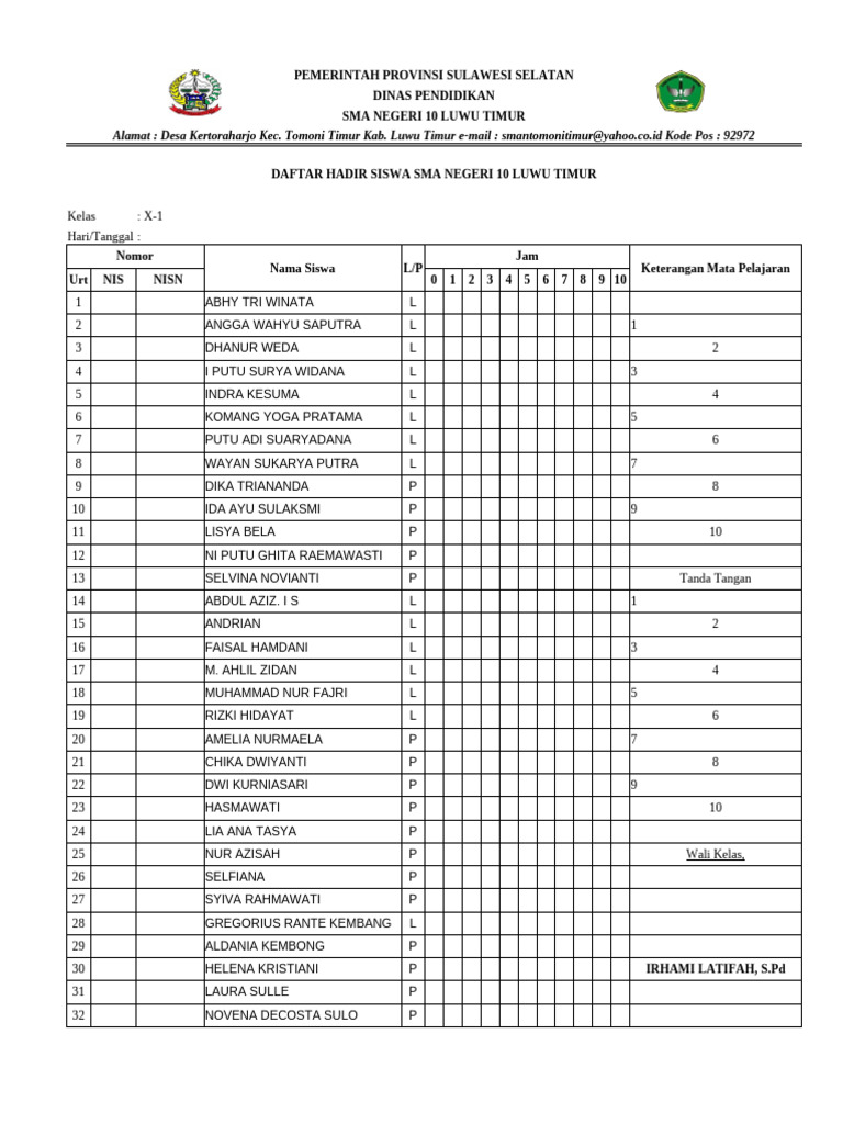 Absen 2024-2025 Ganjil Baru BGT | PDF