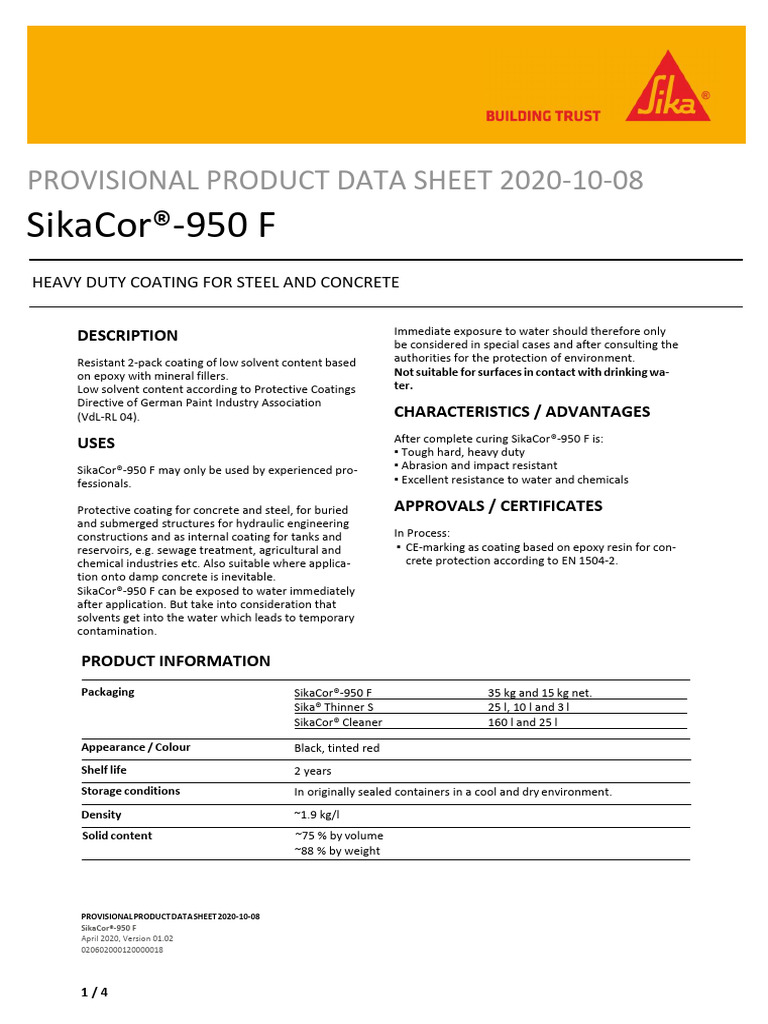 SikaCor 950F en DE (10 2020) 1 2 6 | PDF | Concrete | Water