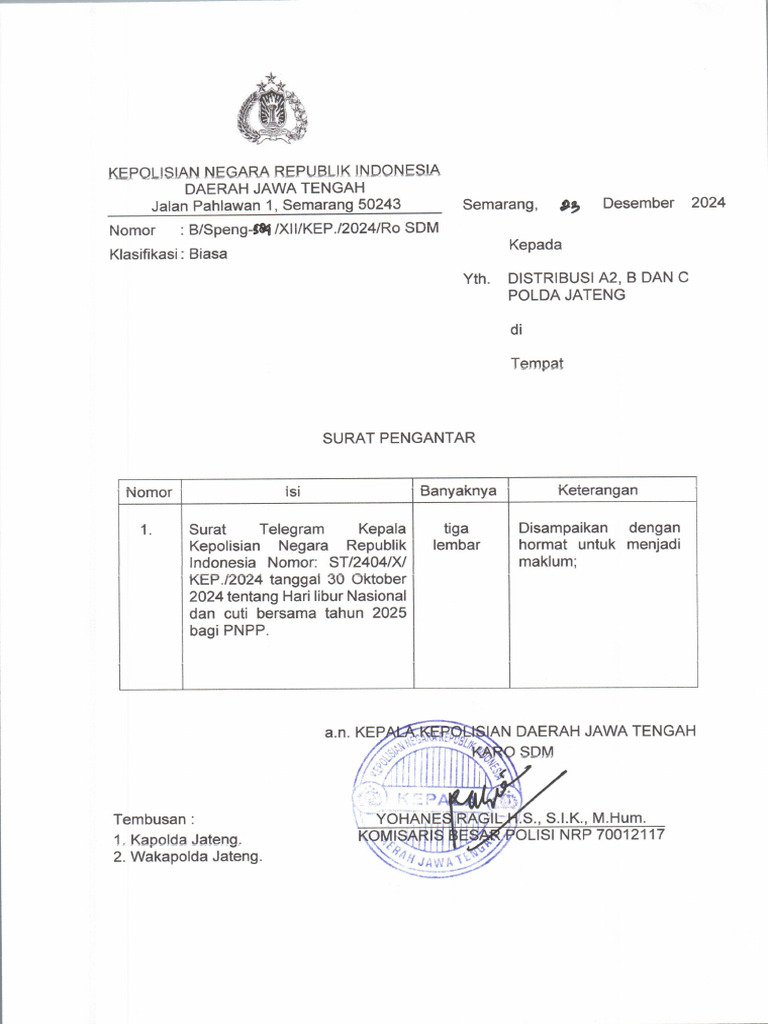 ST Penerusan Cuti Bersama 2025 | PDF