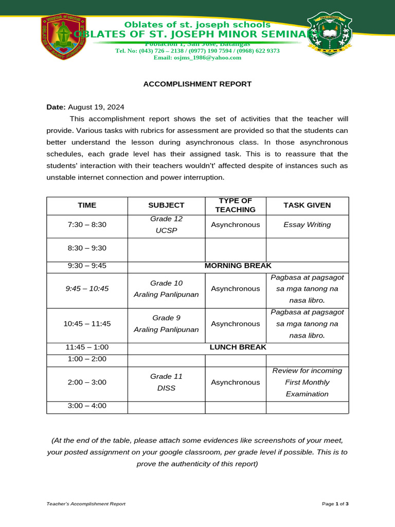Accomplishment-Report-of-Teachers (1) | PDF | Teachers | Cognition