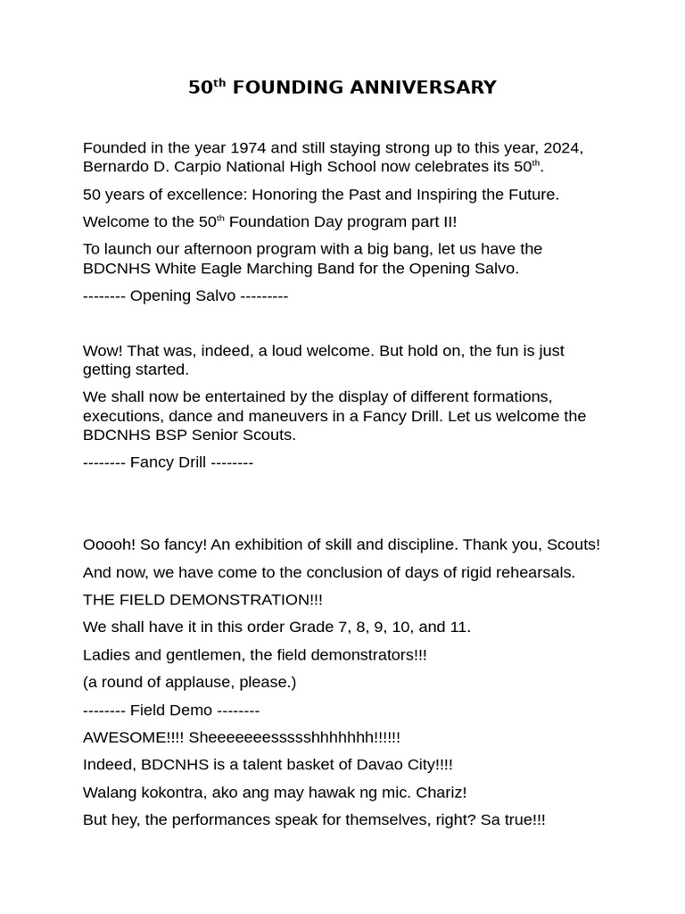 BDCNHS 50th Anniversary Celebration | PDF