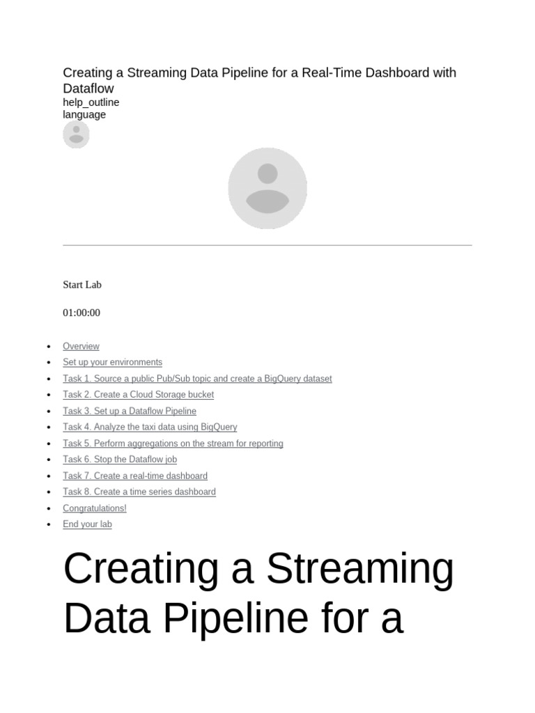 Lab 4 Creating A Streaming Data Pipeline For A Real Pdf Cloud Computing Computing