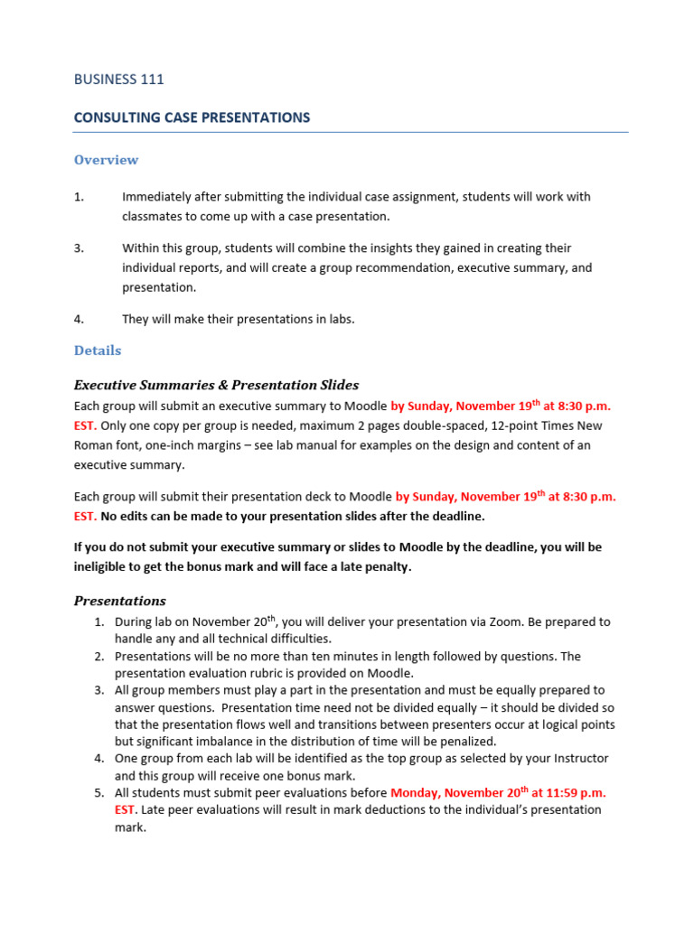 BU111 Fall 2023 - Consulting Case Group Presentation Instructions | PDF | Cognition