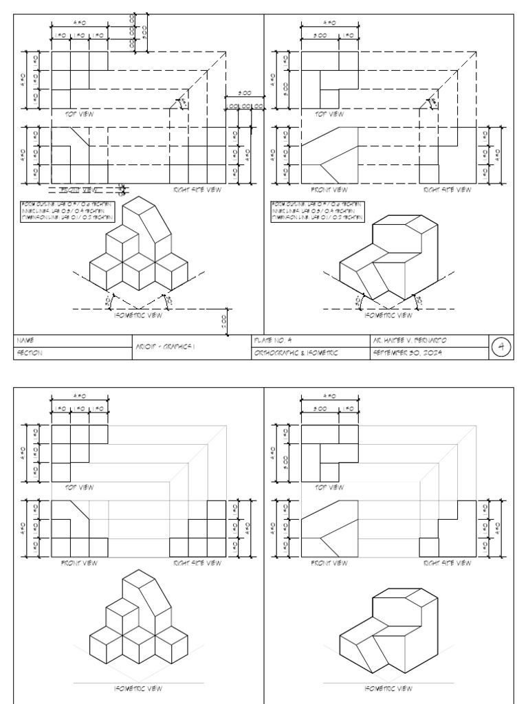 Graphics 1 - Plate 4 - Orthographic & Isometric | PDF | Construction ...