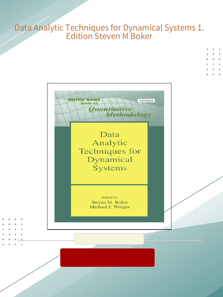 PDF Data Analytic Techniques For Dynamical Systems 1. Edition Steven M ...