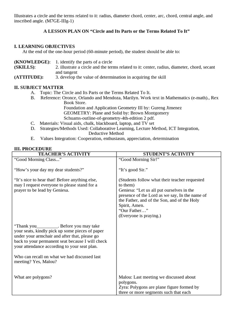 lesson plan | PDF | Circle | Polygon