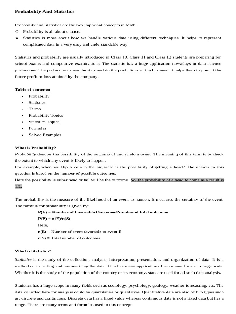 Probability and Statistics | PDF | Expected Value | Probability Distribution