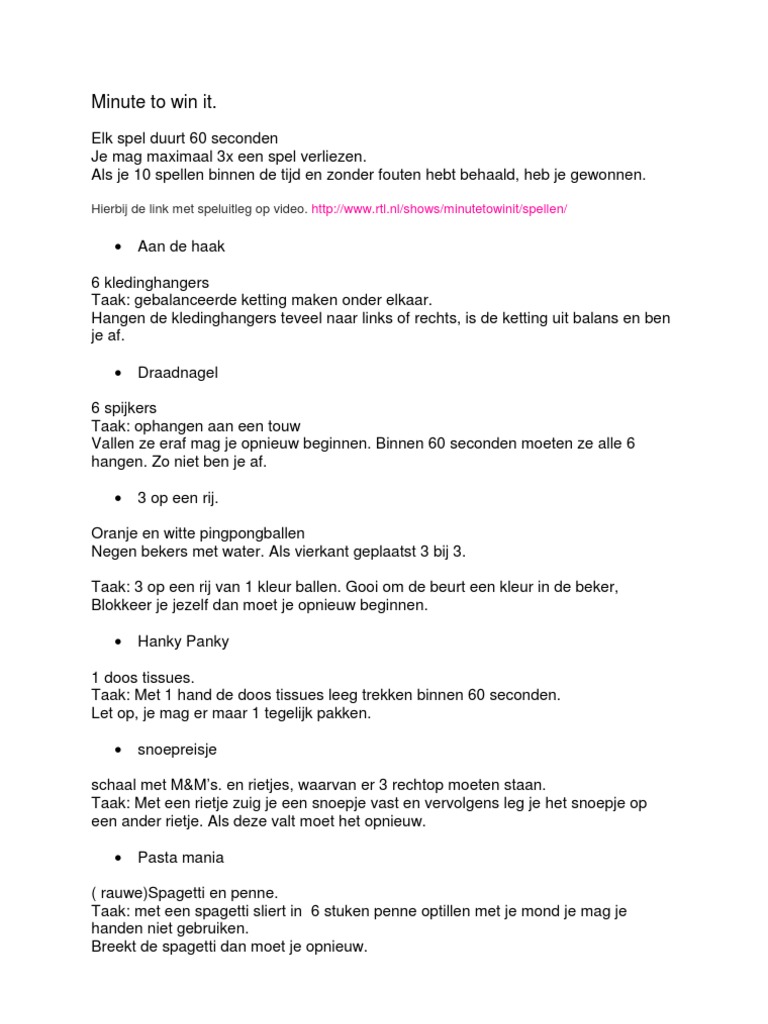 Minute To Win It | PDF