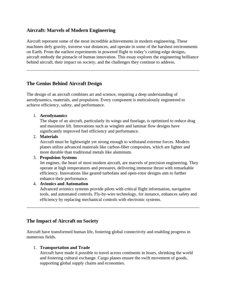 Aircraft Marvels of Modern Engineering | PDF | Aircraft | Aviation