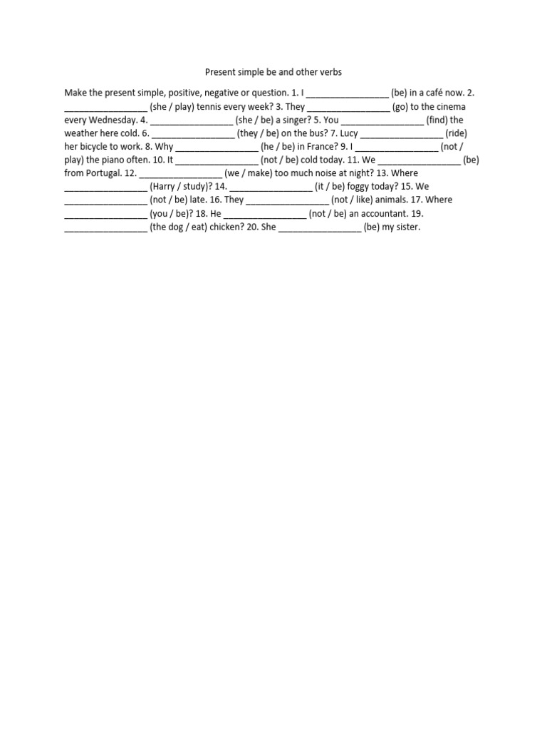 Present Simple Be and Other Verbs | PDF