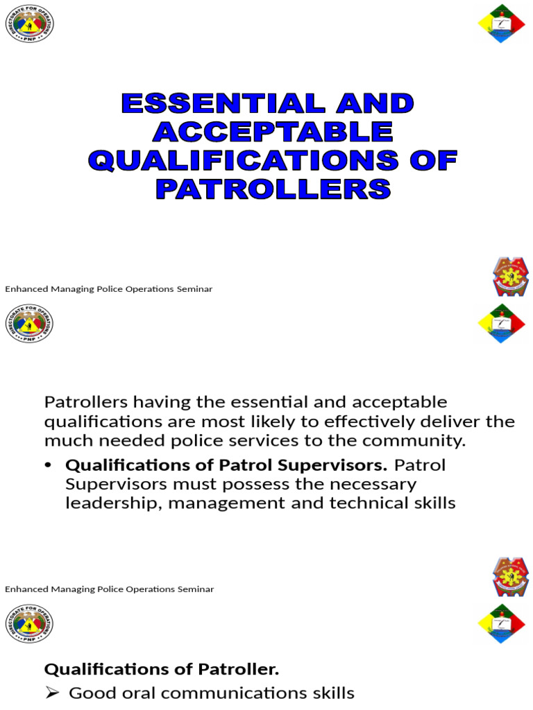 Essential and Acceptable Qualifications of Patrollers | PDF | Police ...