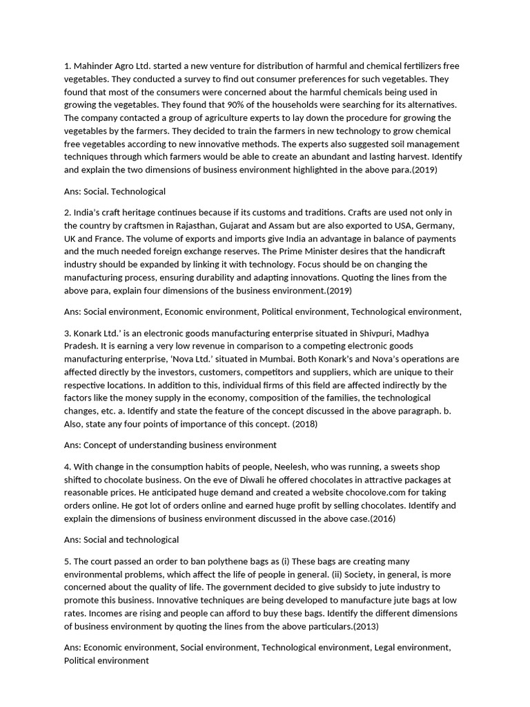 Case Study BST CH 3 | PDF | Economies | Vegetables