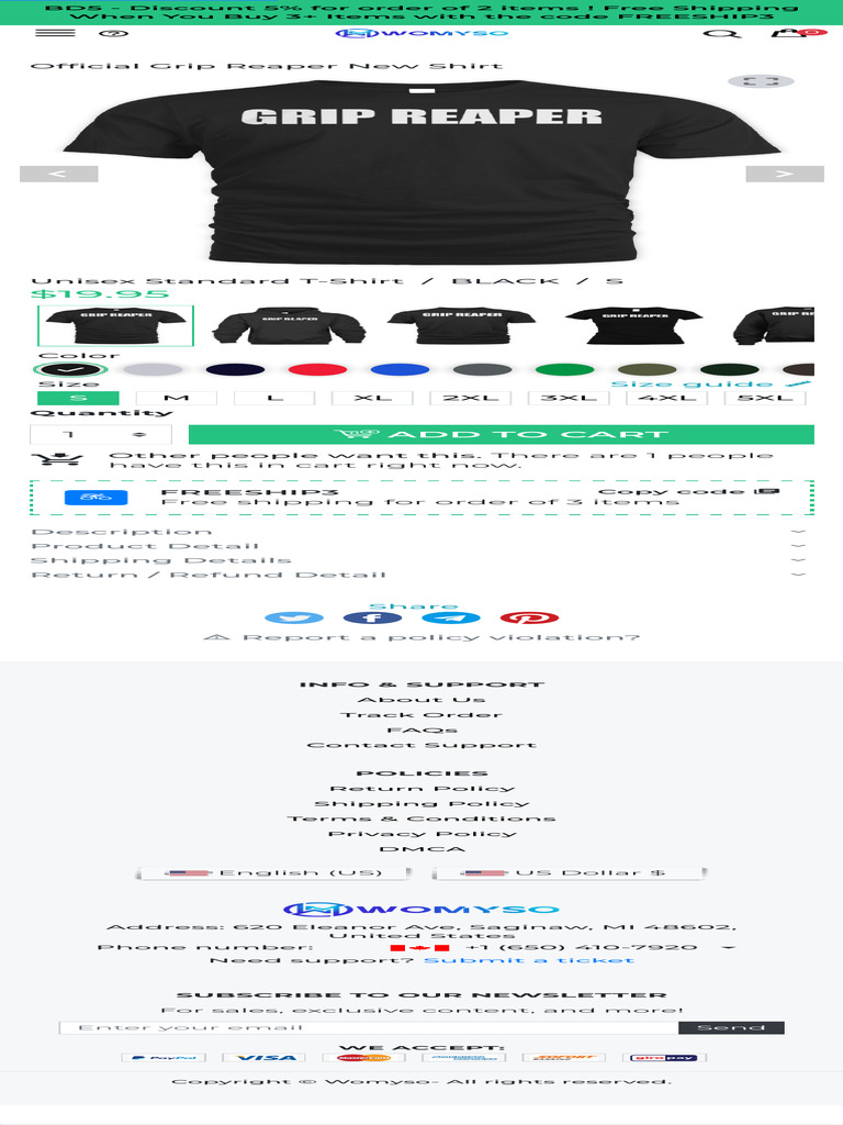 Official Grip Reaper New Shirt Womyso | PDF