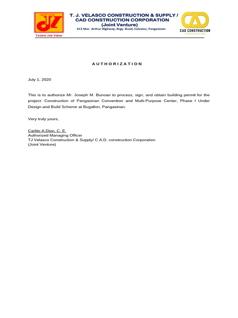 Authorization for Building Permit Processing | PDF