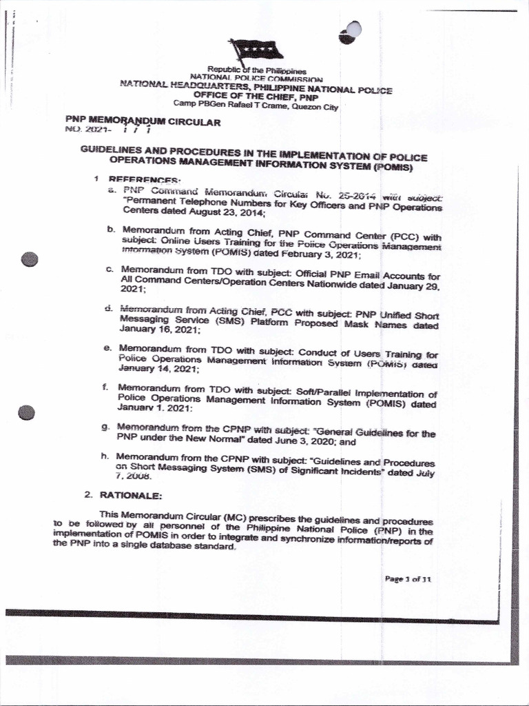 PNP MC No. 2021-171 Re Guidelines and Procedures in The Implementation ...