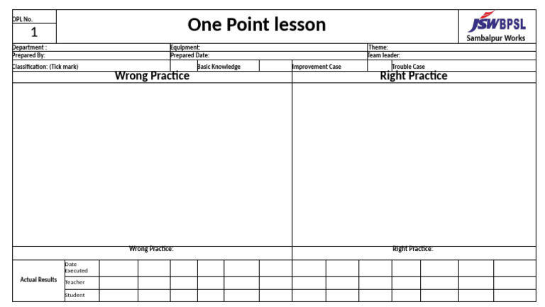 One Point Lesson Template for OPL | PDF