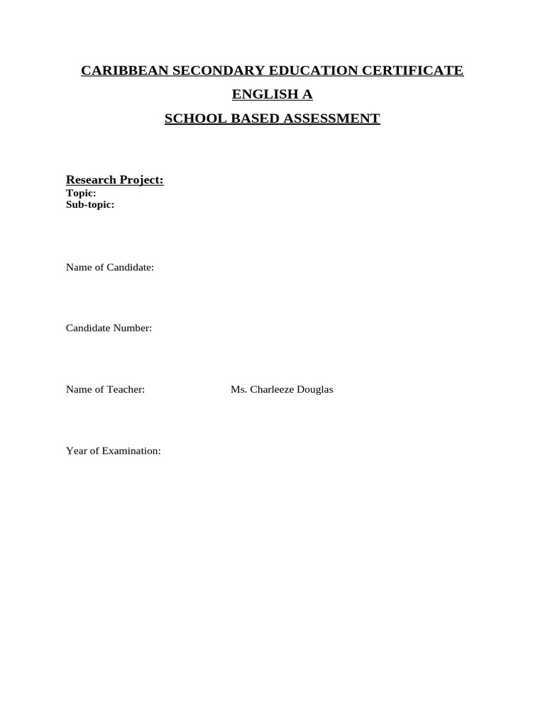 English A School-Based Assessment Guide | PDF | Qualifications ...