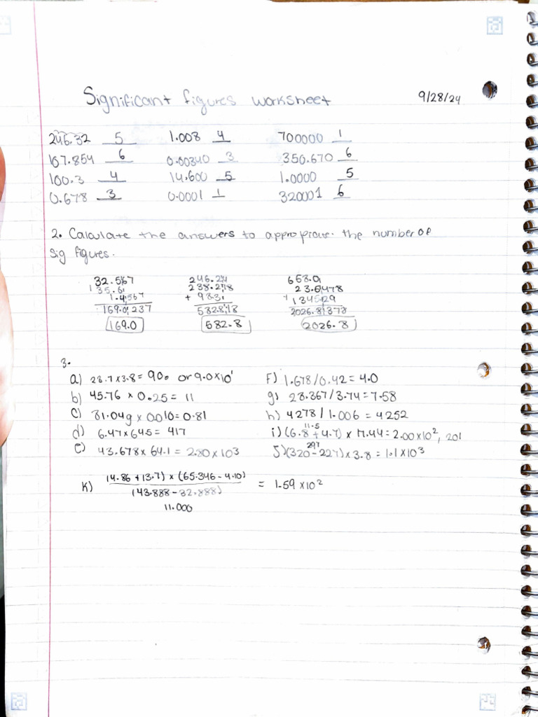 Significant Figures Worksheet | PDF
