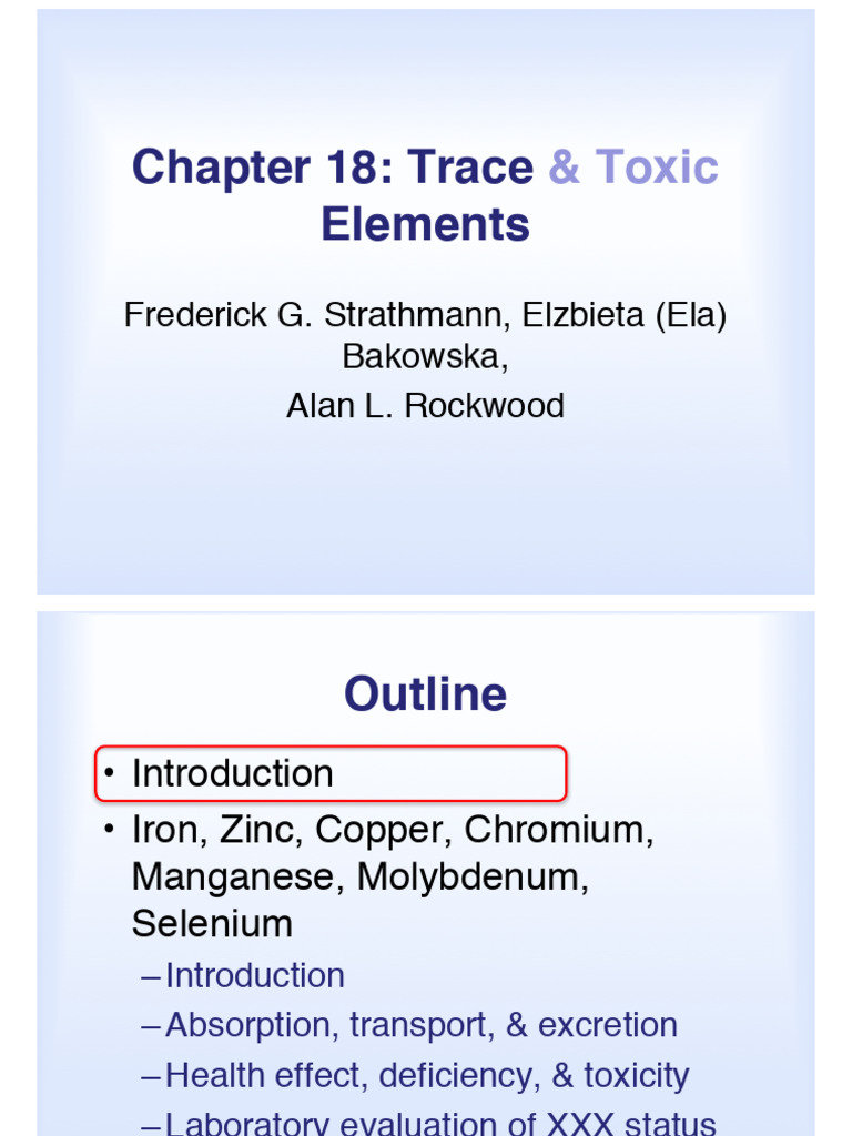 Trace Element | PDF | Iron | Zinc