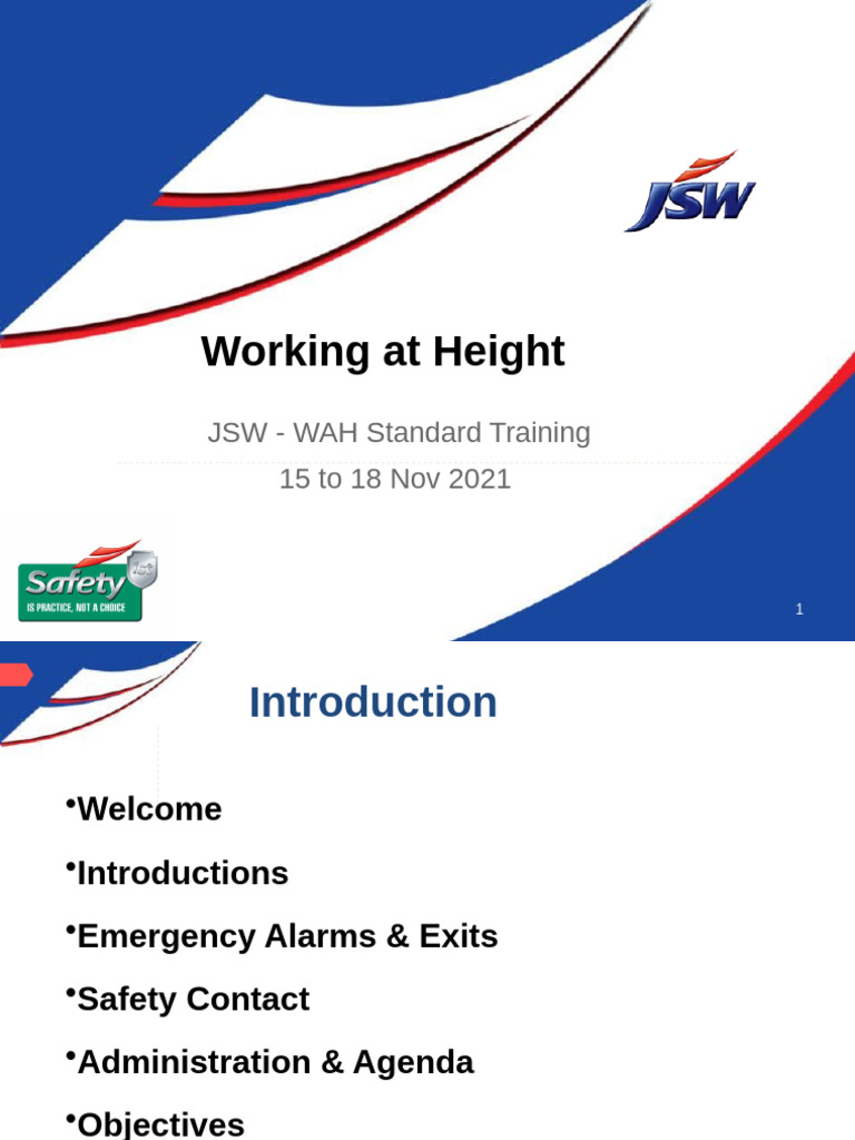 JSW - WAH Training Module | PDF | Risk | Ladder