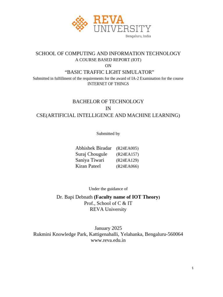 IoT-Based Traffic Light Simulator Report | PDF | Internet Of Things ...