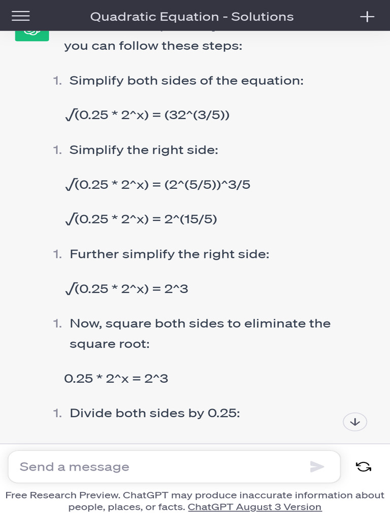 Quadratic Equation - Solutions | PDF