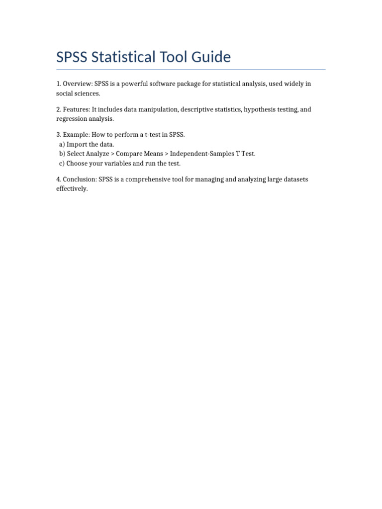 SPSS Statistical Tool Guide | PDF