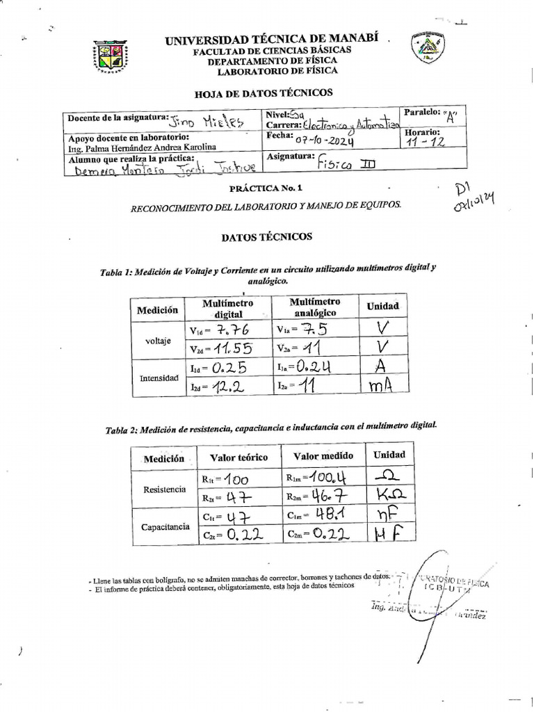 Informe de Práctica 1 | PDF | Medición | Laboratorios