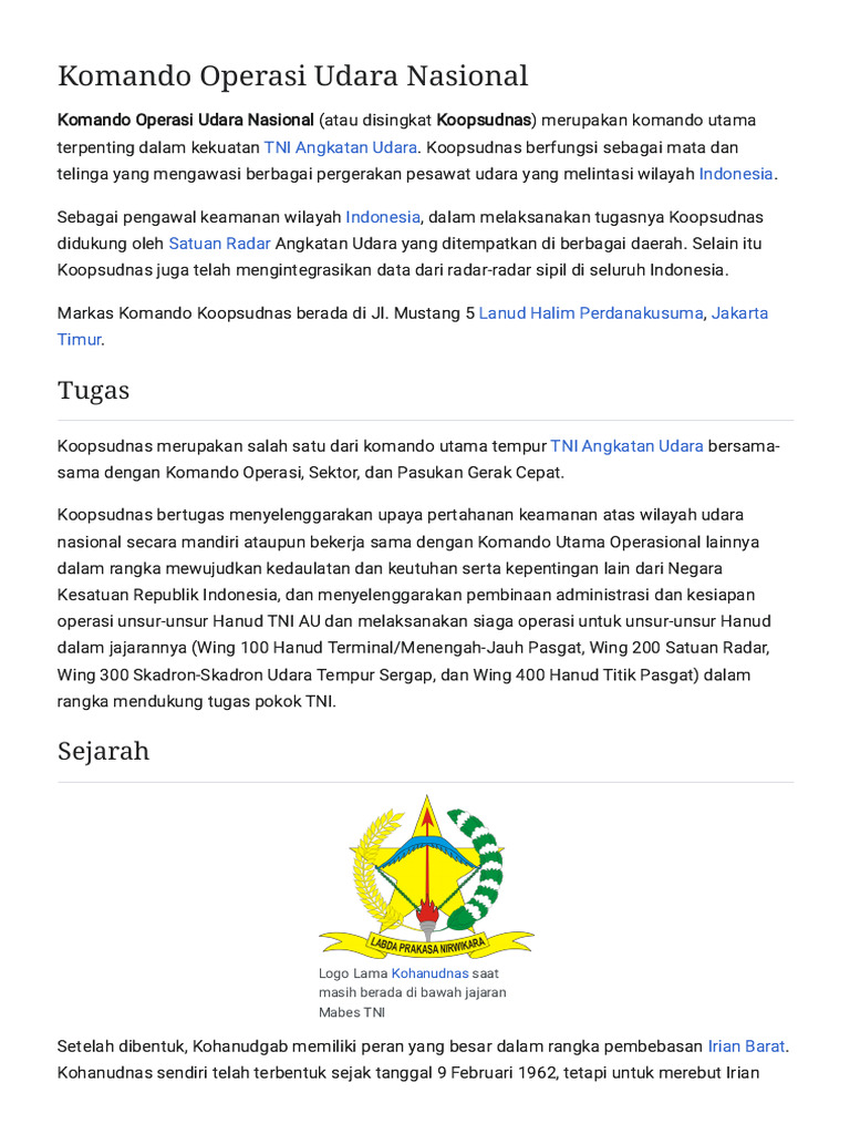 Komando Operasi Udara Nasional - Wikipedia Bahasa Indonesia ...