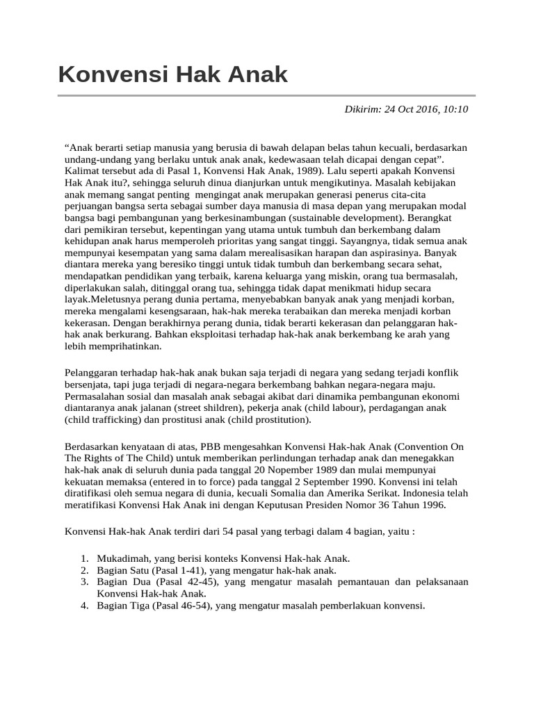Konvensi Hak Anak: Perlindungan Global | PDF