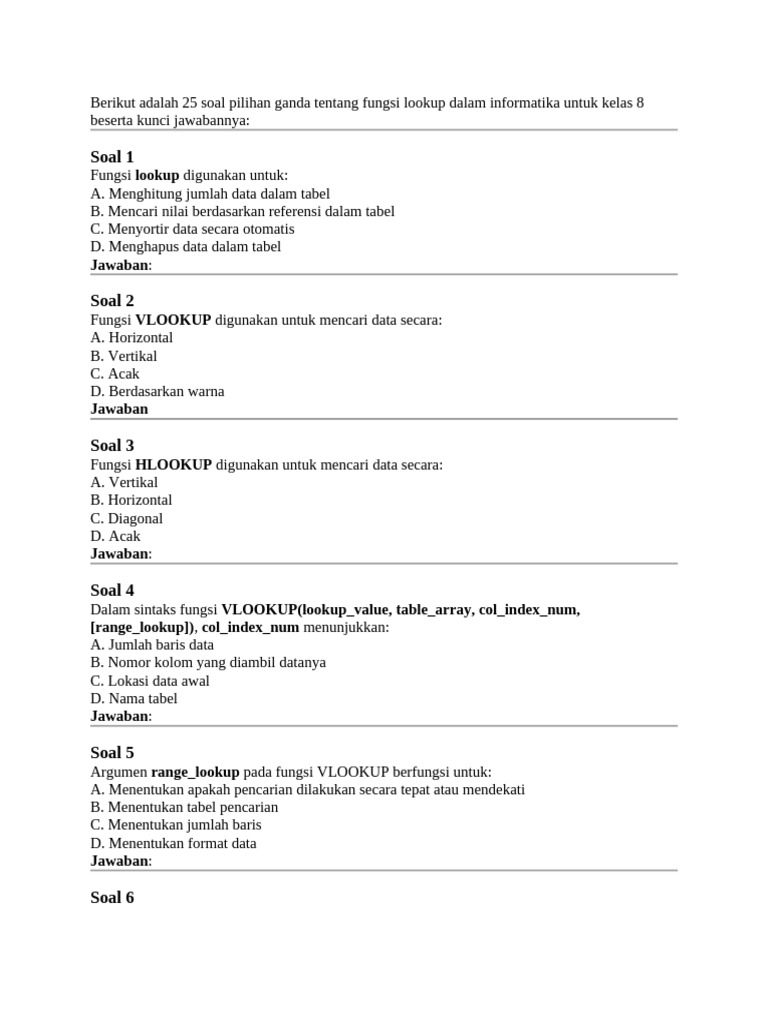 Contoh Soal Lookup | PDF