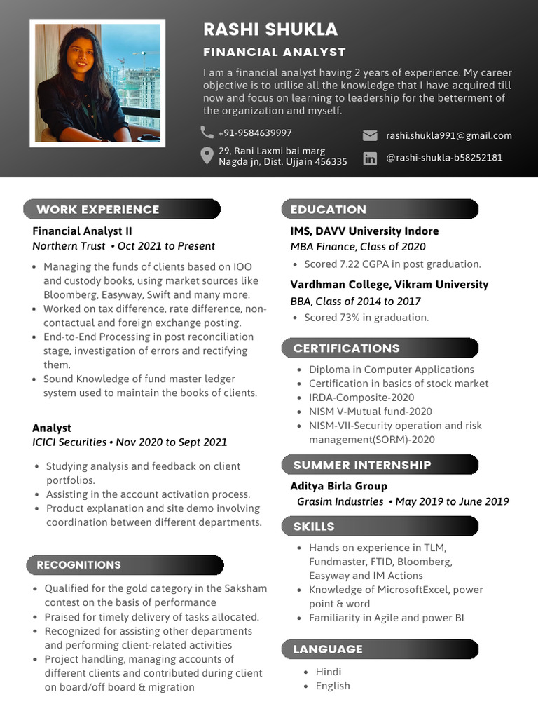 Rashi Shukla CV | PDF | Business | Economies