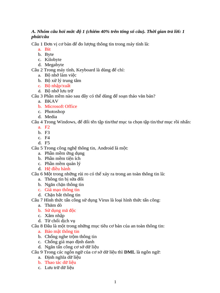 OnTap - 1 Đáp Án | PDF