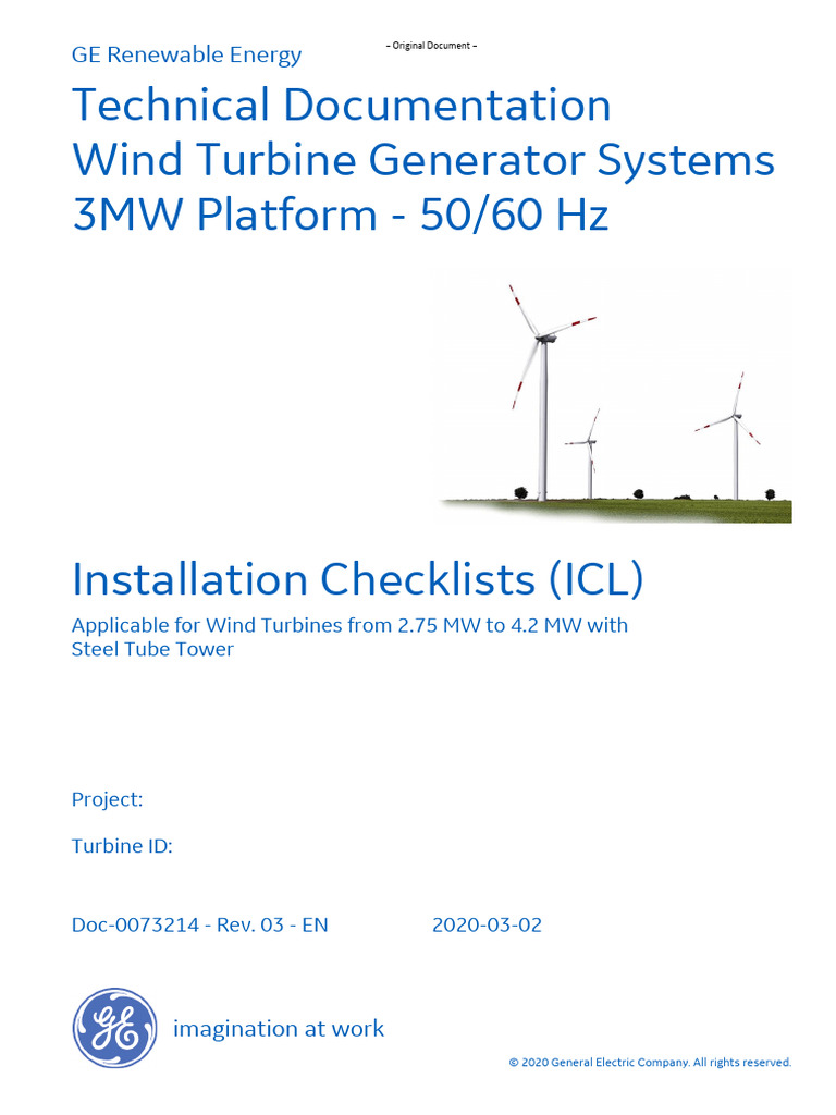 Wind Turbine Installation Checklists | PDF | General Electric | Brake