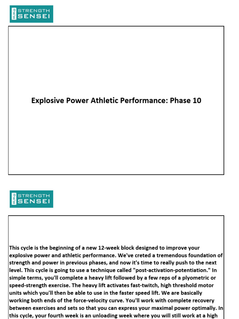 Explosive Power Training Phase 10 | PDF | Physical Exercise | Weight ...