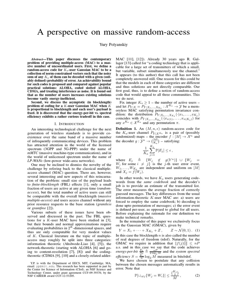 A perspective on massive random-access | PDF | Telecommunications ... A perspective on massive random-access | PDF | Telecommunications ...