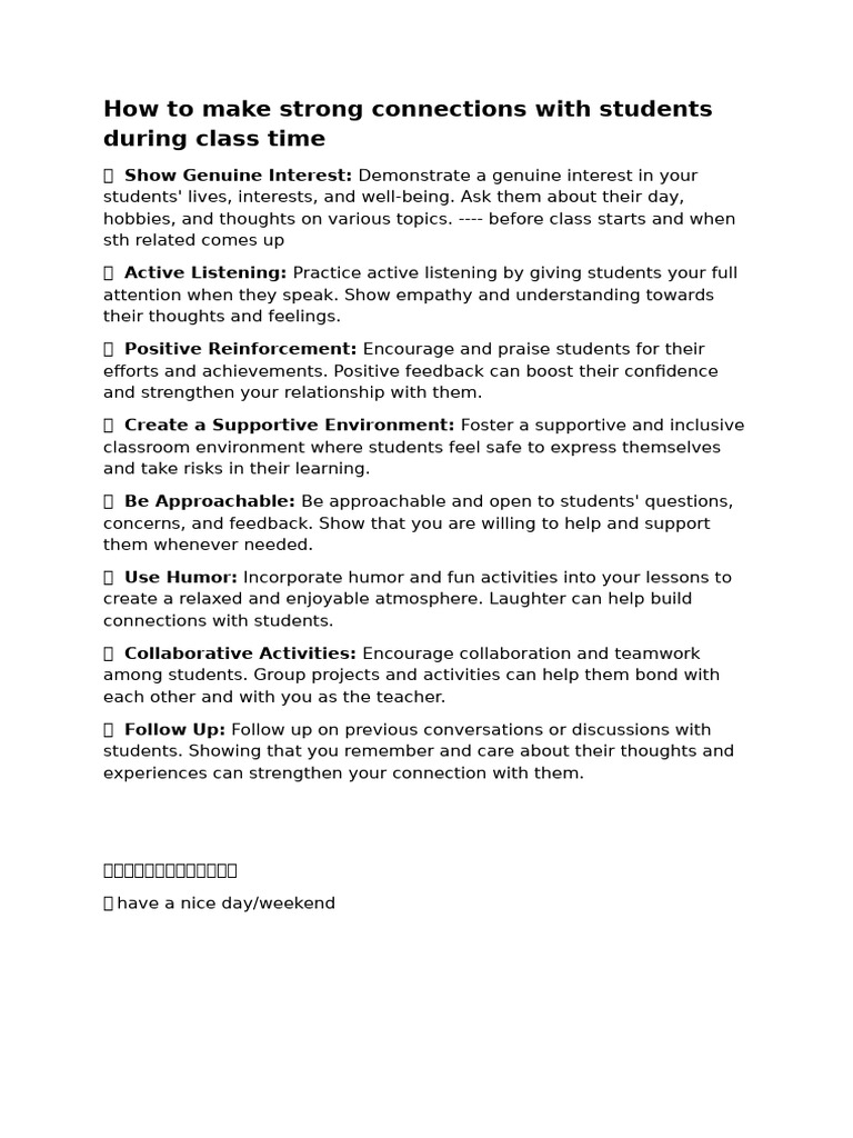 How To Make Stronger Connections With Students | PDF