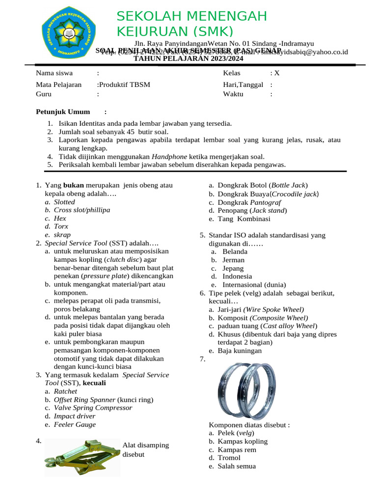 soal tbsm X....2 | PDF