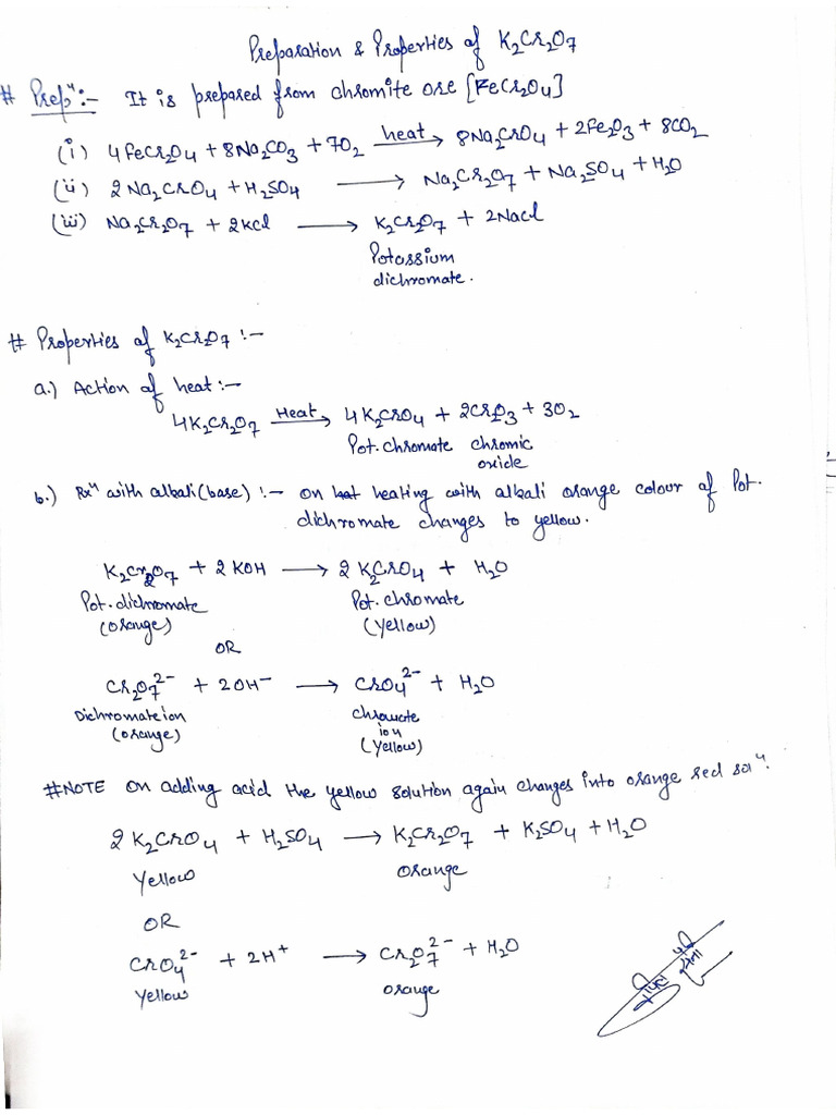 Prepn and Prop of K2 Cr2O7 | PDF