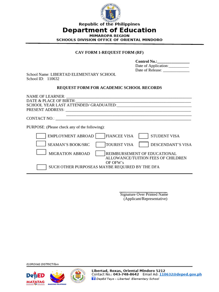 cav Form 1 | PDF