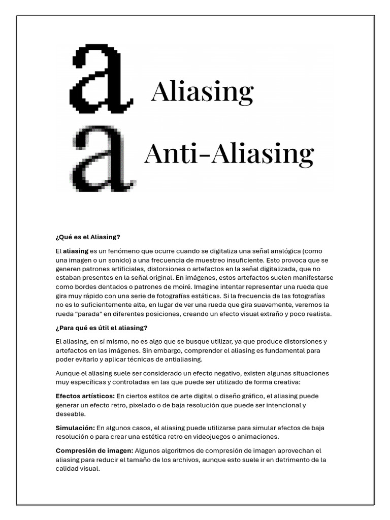 Qué es el Aliasing y Antialiasing | PDF | Procesamiento de señales ...