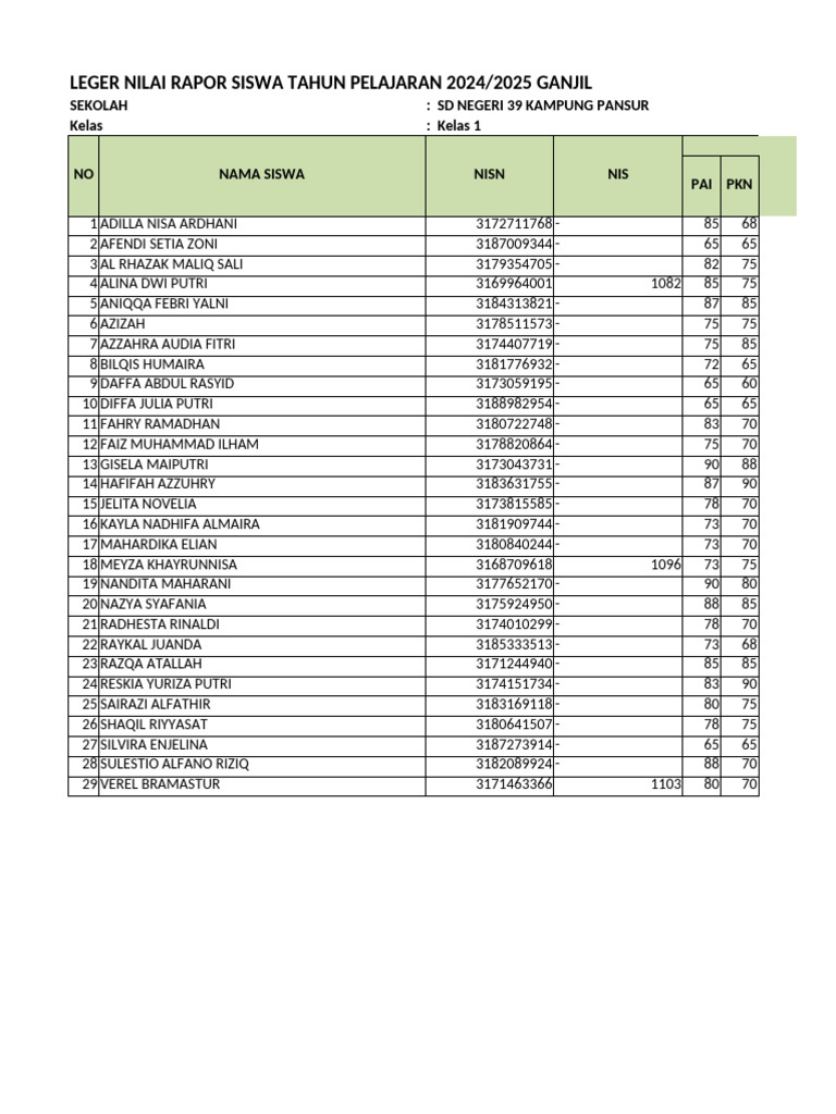 Leger - 20241 - Kelas 1 | PDF