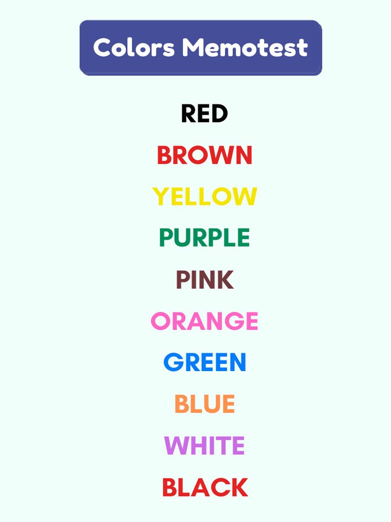 Printable Colors Memotest Cards | PDF