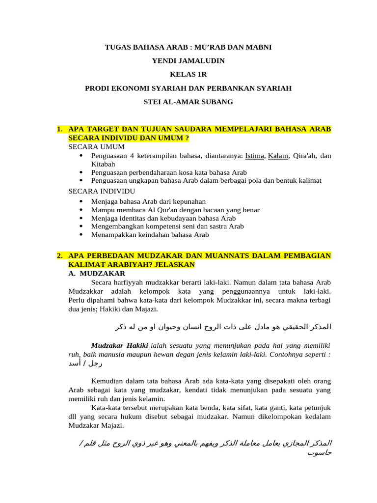 MU'RAB DAN MABNI | PDF