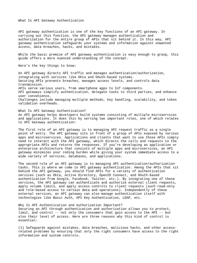 What Is API Gateway Authentication | PDF | Authentication | Computing