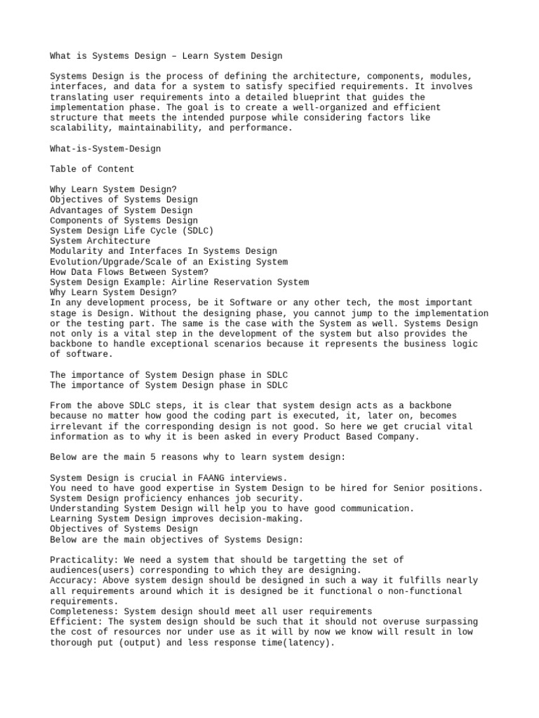 What is Systems Design – Learn System Design | PDF | Scalability ...
