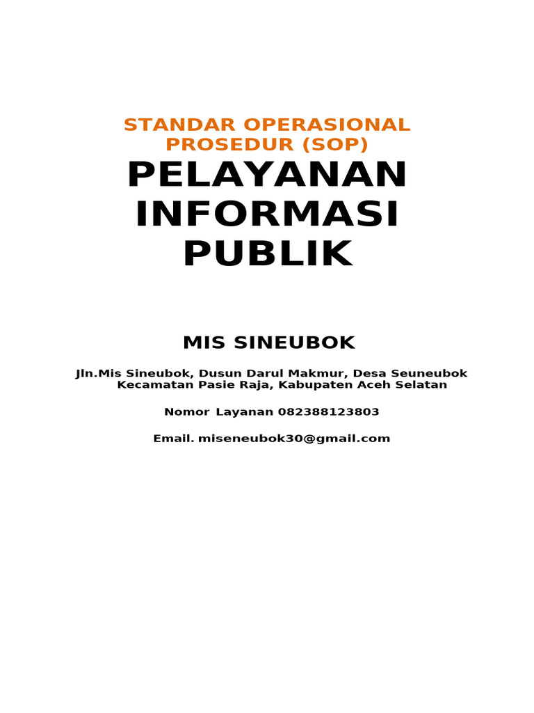 SOP LAYANAN PUBLIK MIS SINEUBOK | PDF