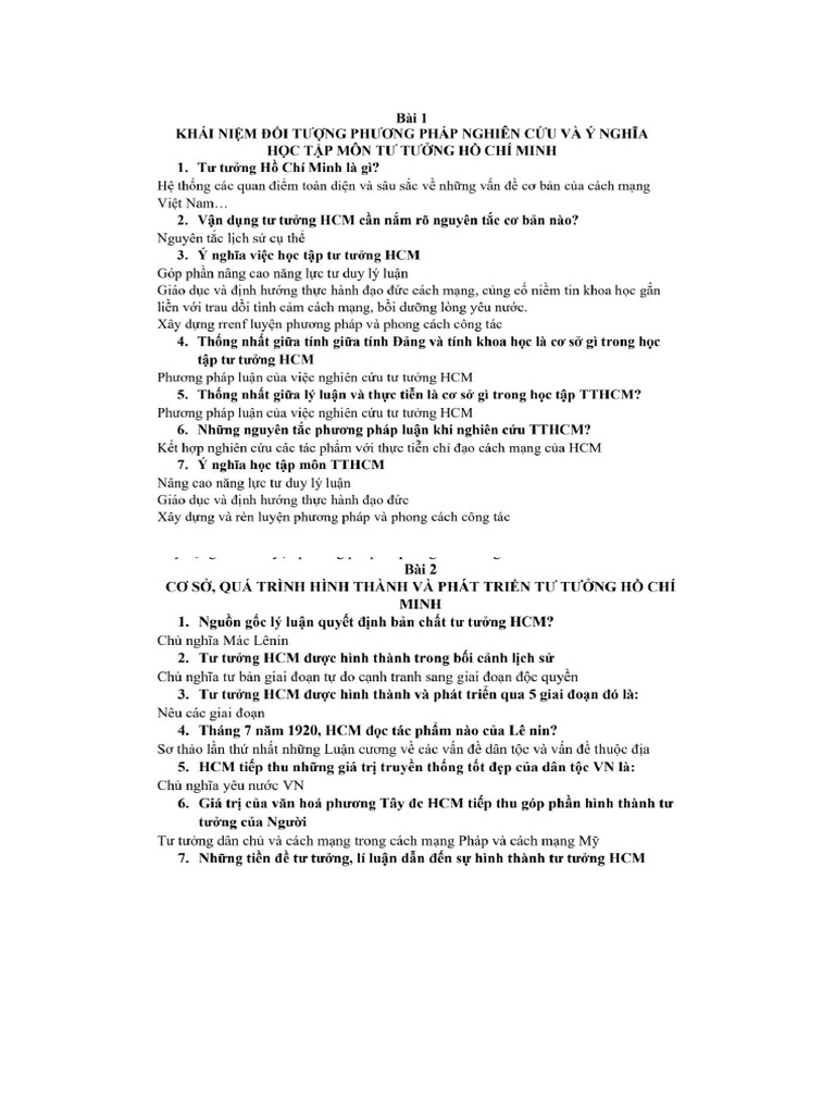 Trac Nghiem Tư Tư NG HCM | PDF