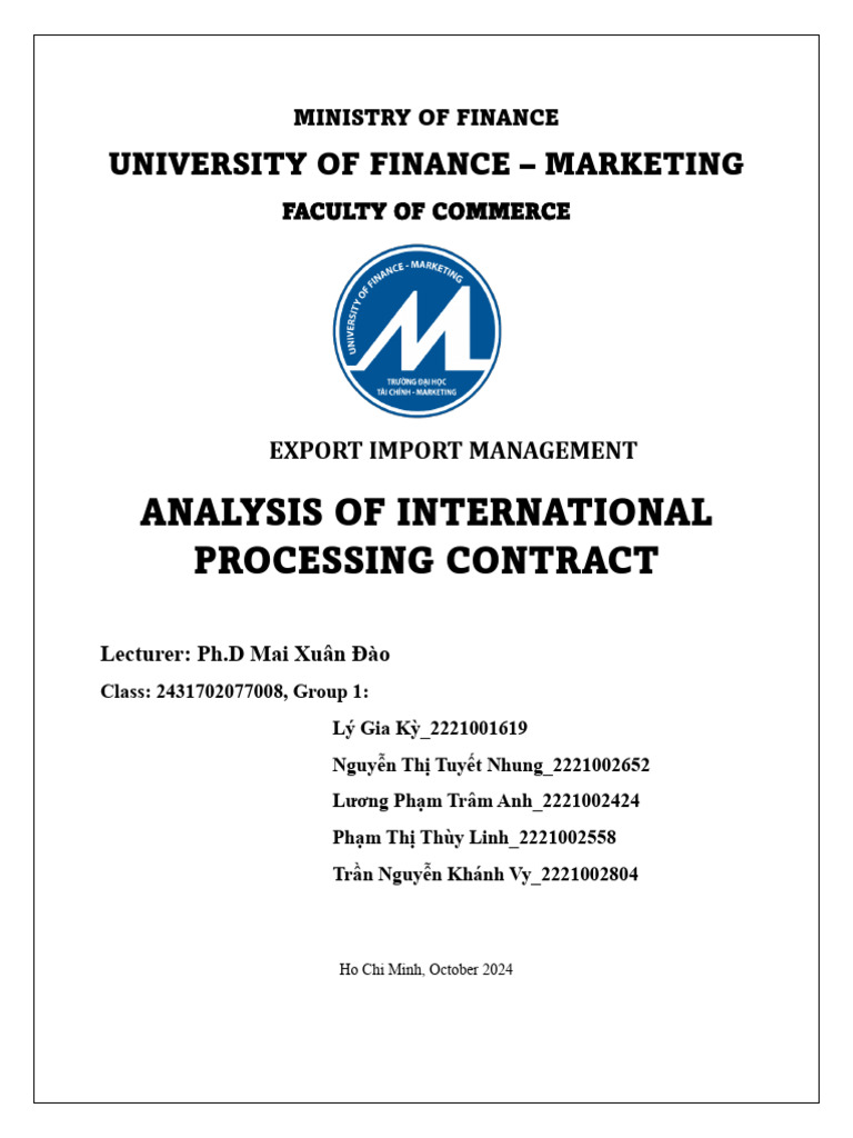 PDF - Group1 - Phân Tích Hợp Đồng Gia Công - CT6 | PDF